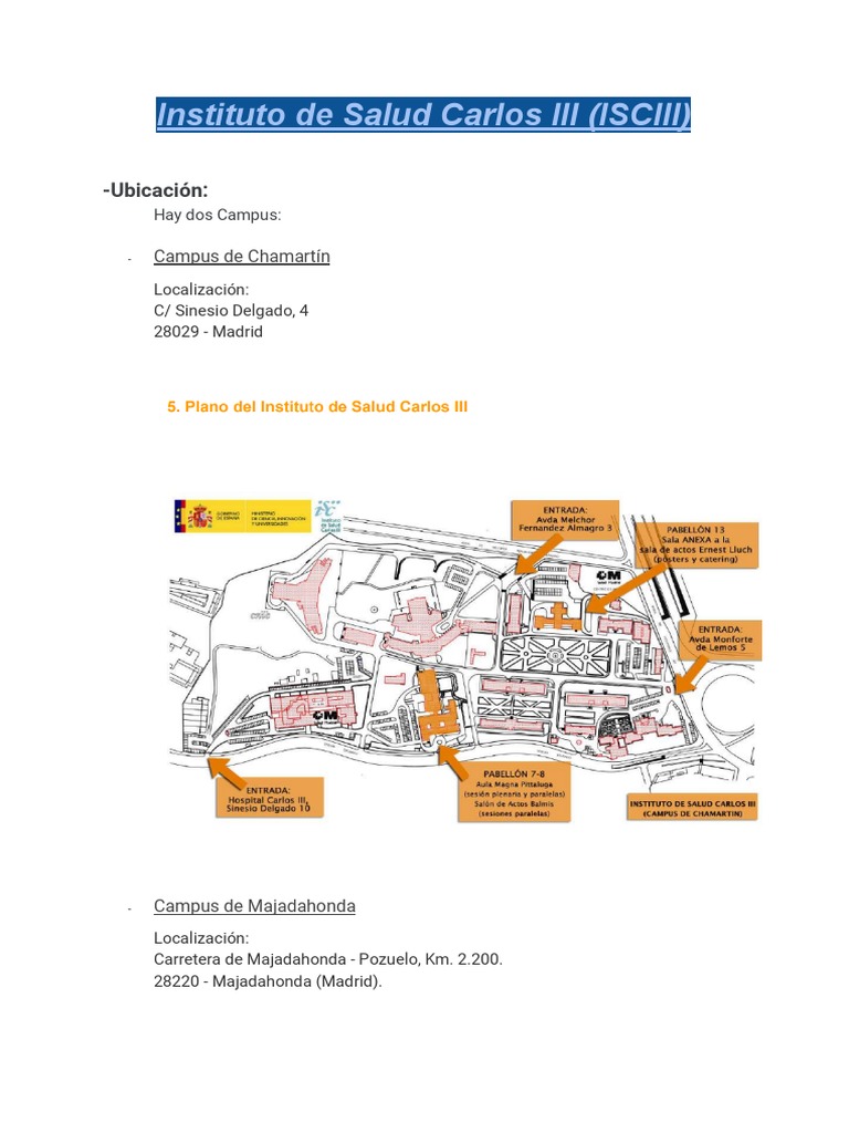 Instituto de Salud Carlos III: Investigación y Ubicación | PDF ...