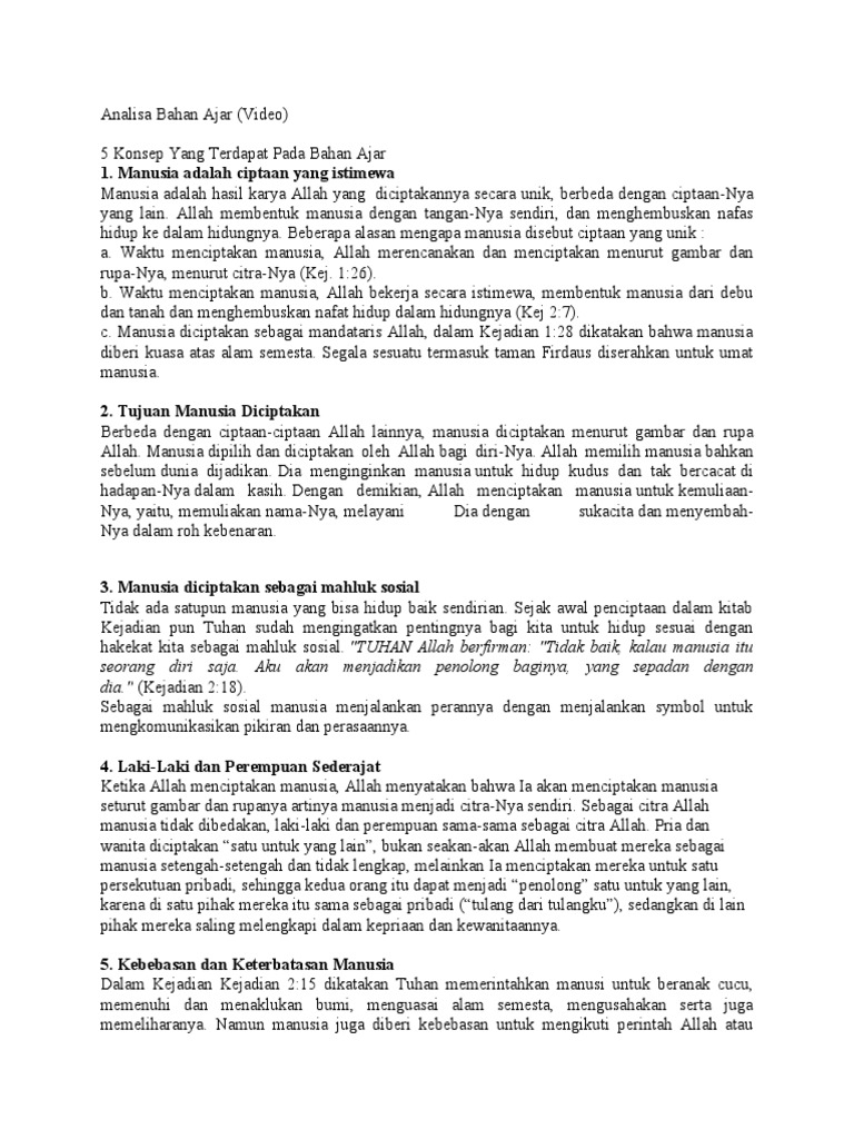 Analisa Bahan Ajar KB 1 | PDF