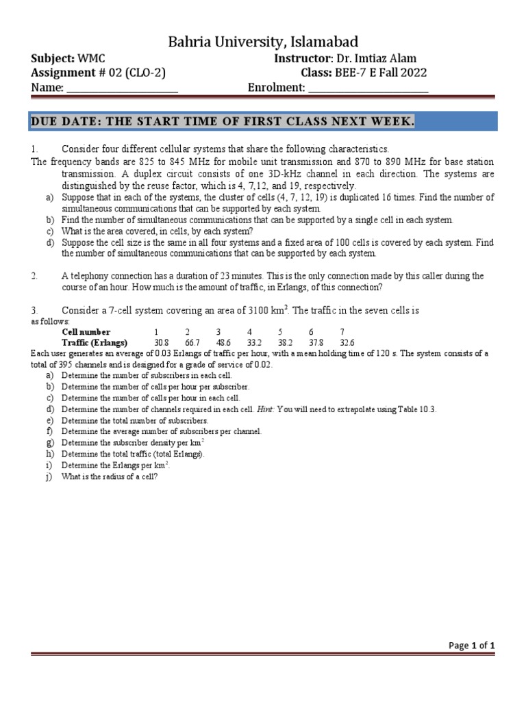 Wireless and Mobile Communication Assignment 2 | PDF | Cellular Network ...