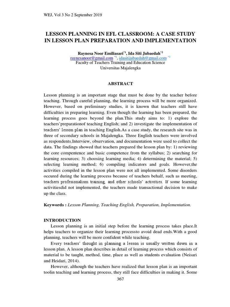 EFL Lesson Plan Preparation Insights | PDF | Lesson Plan | Teachers