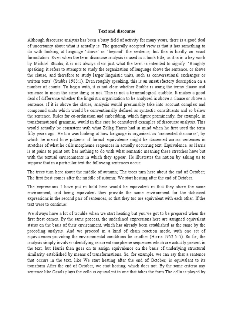 Text and Discourse | PDF | Linguistics | Sentence (Linguistics)