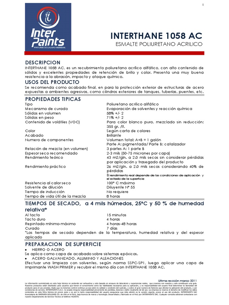 Interthane 1058 Ac | PDF | Acero | Poliuretano