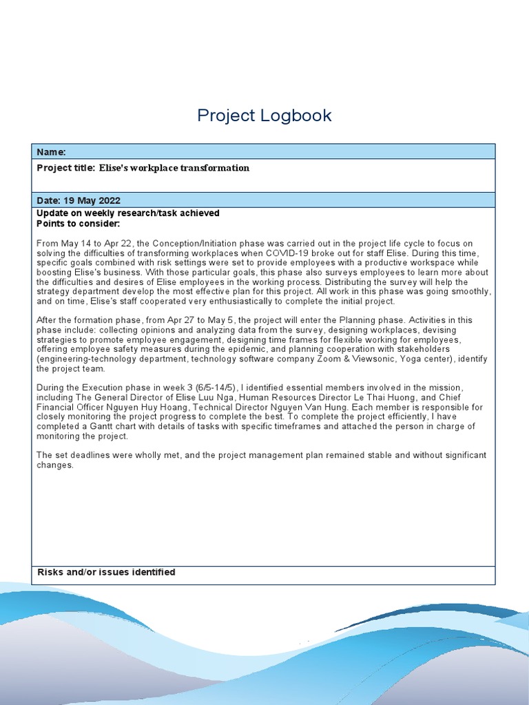 Project Logbook Template Pdf Project Management Communication