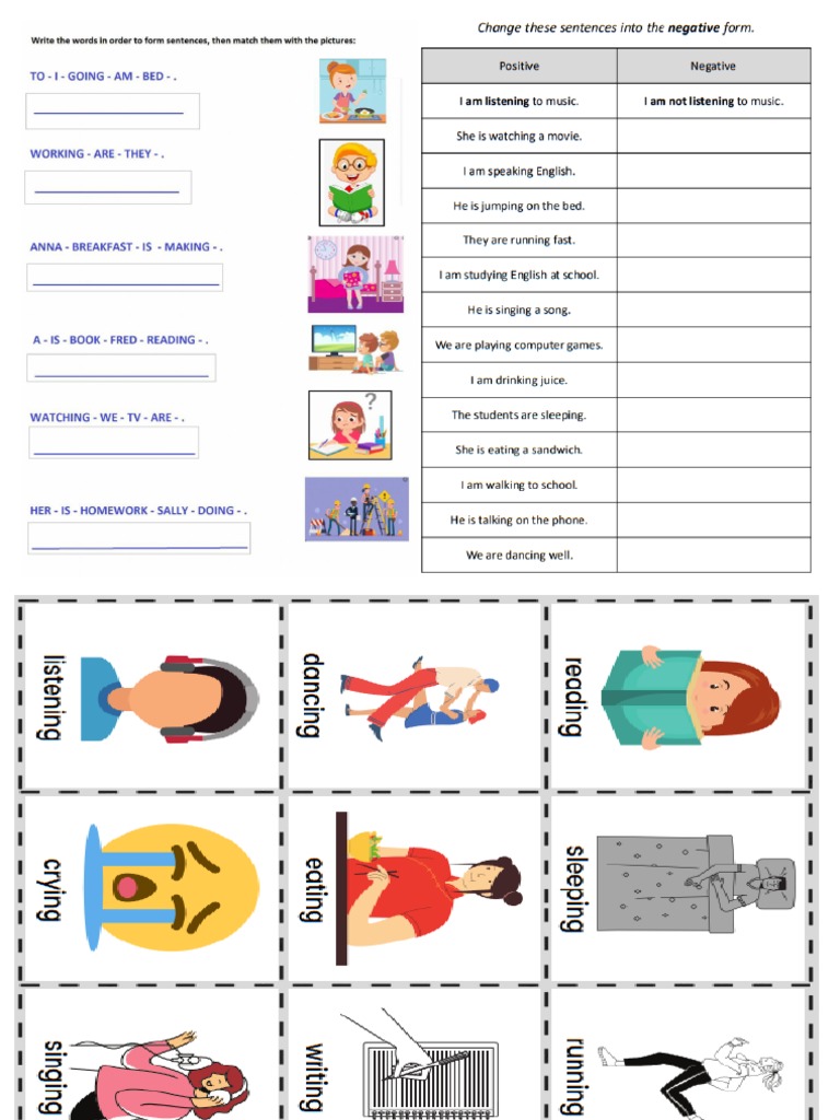 Present Continuous - Negative - 3ro | PDF