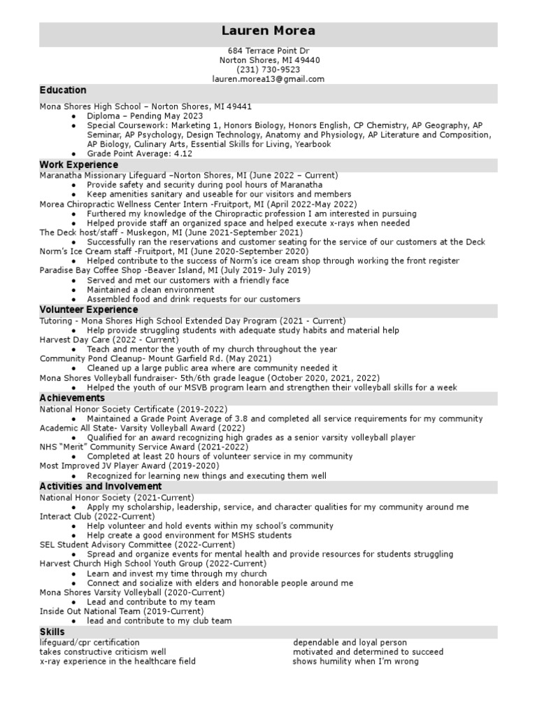 Lauren Morea Resume | PDF