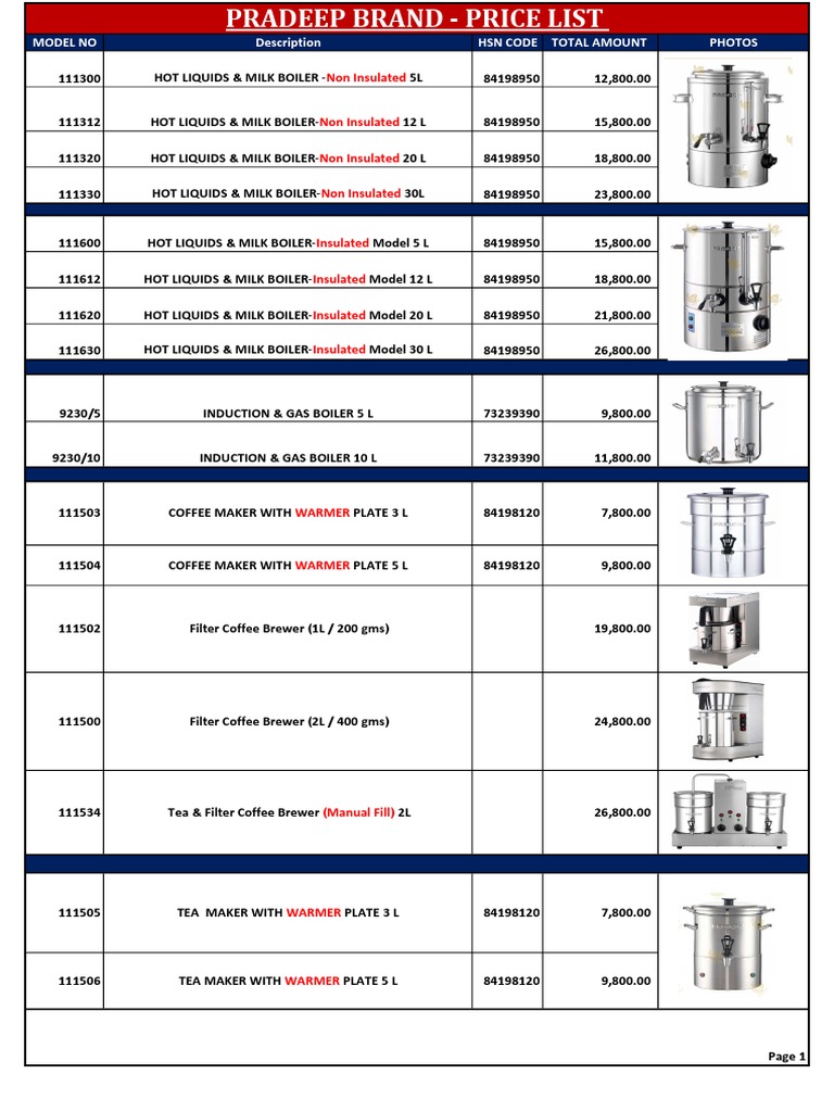 Pradeep Brand Price List | PDF | Manufactured Goods | Equipment