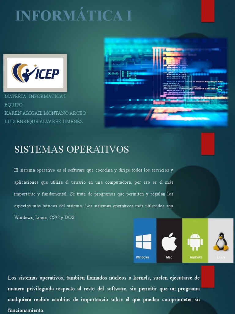 Exposicion Sistemas Operativos | PDF | Sistema operativo | Hardware de la computadora