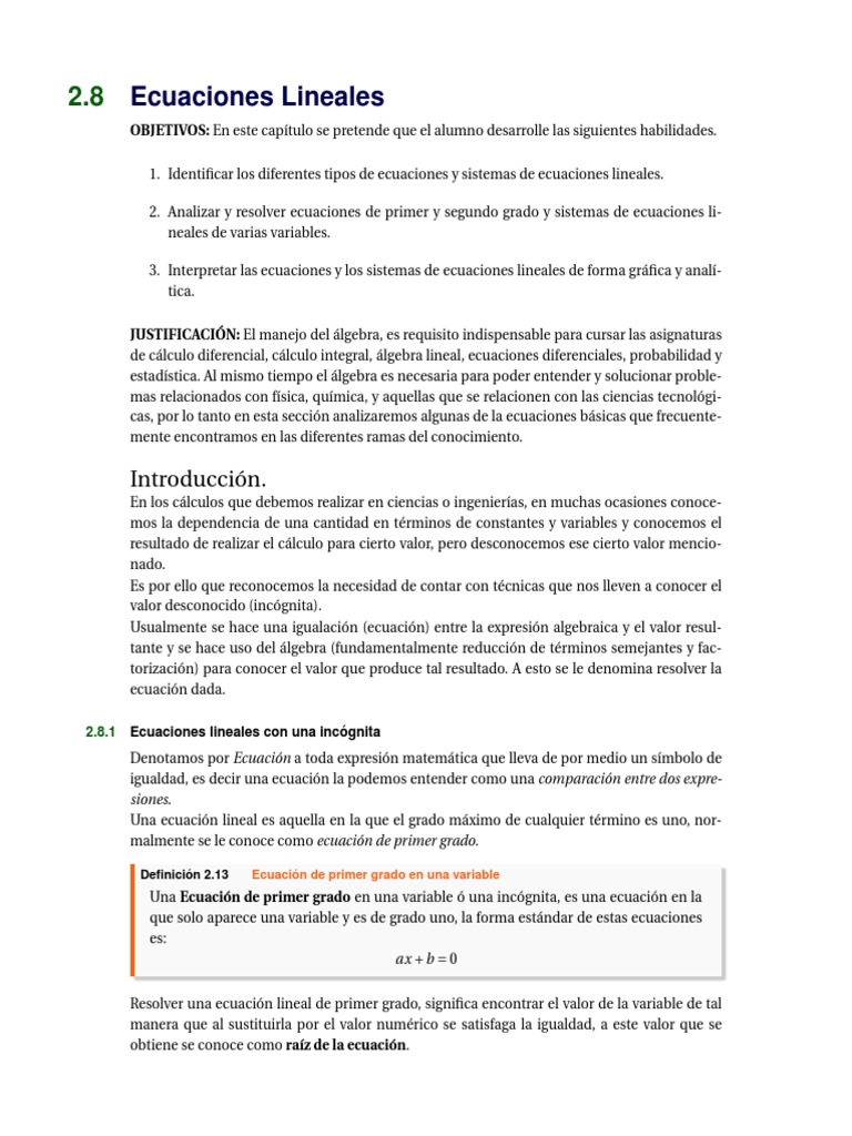 Ejercicios de Ecuaciones Lineales | PDF | Ecuaciones | Sistema de ...