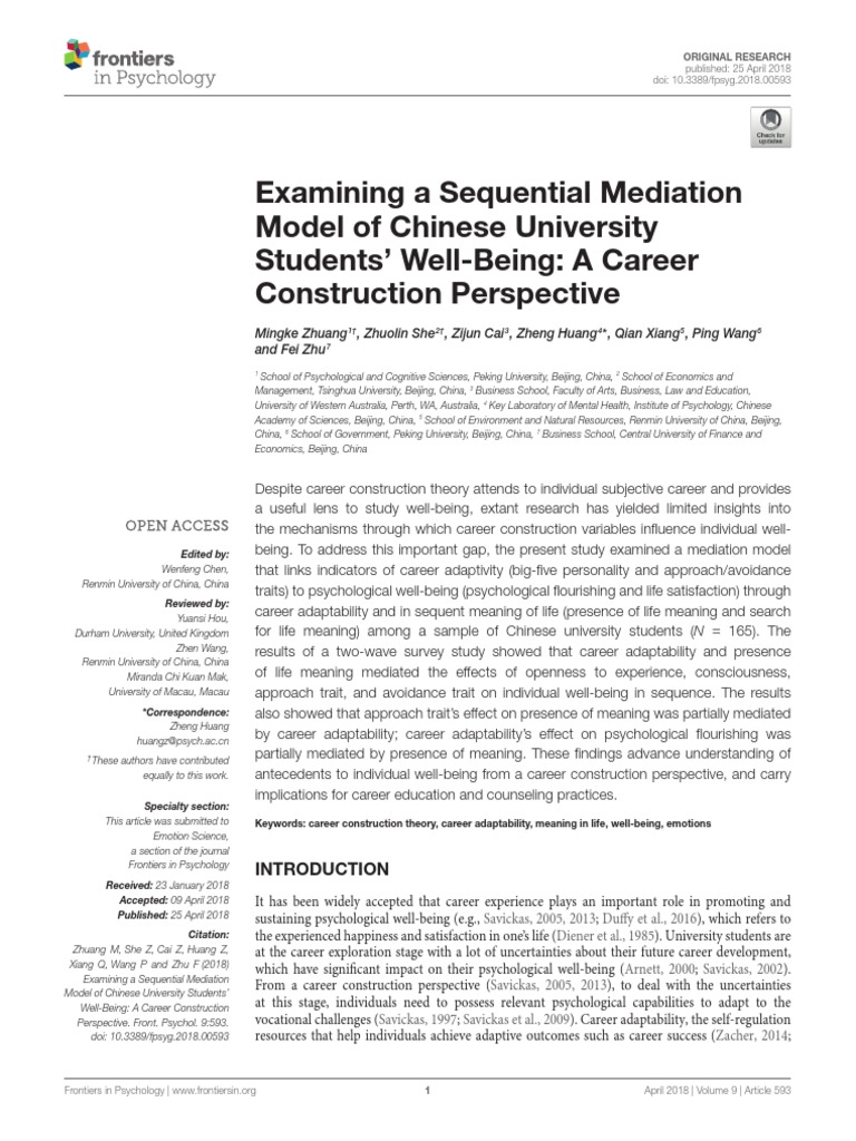 Examining A Sequential Mediation in Wellbeing | PDF | Well Being ... Examining A Sequential Mediation in Wellbeing | PDF | Well Being ...