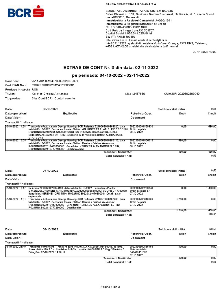 Számlakivonat 20221102 180854 | PDF | Financial Services Companies | Banking