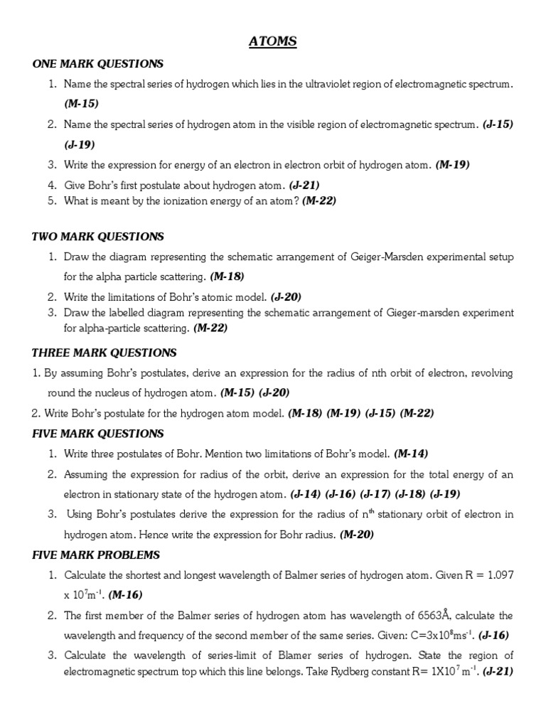 Atoms Assignment | PDF