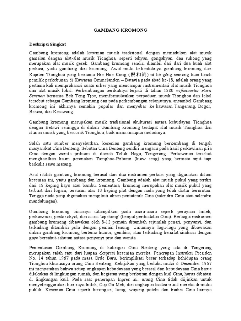 Gambang Kromong | PDF | Seni