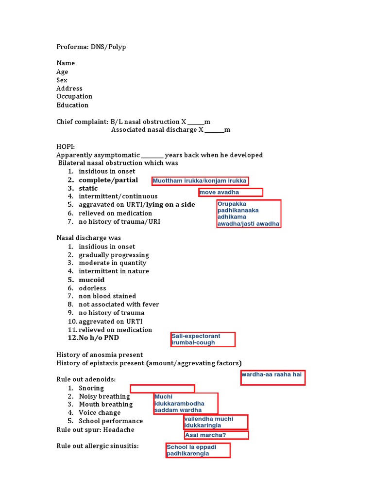 Proforma NOSE | PDF | Human Nose | Human Head And Neck