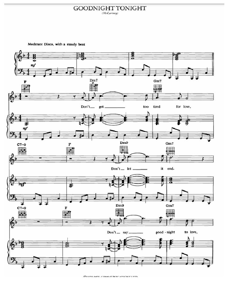 Goodnight Tonight - Paul MC Cartney | PDF