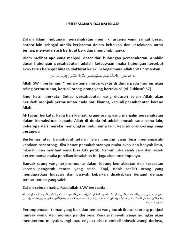Pertemanan Dalam Islam | PDF | Agama & Spiritualitas