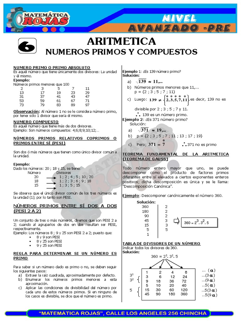06 Numeros Primos | PDF | Número primo | Teoría de los números