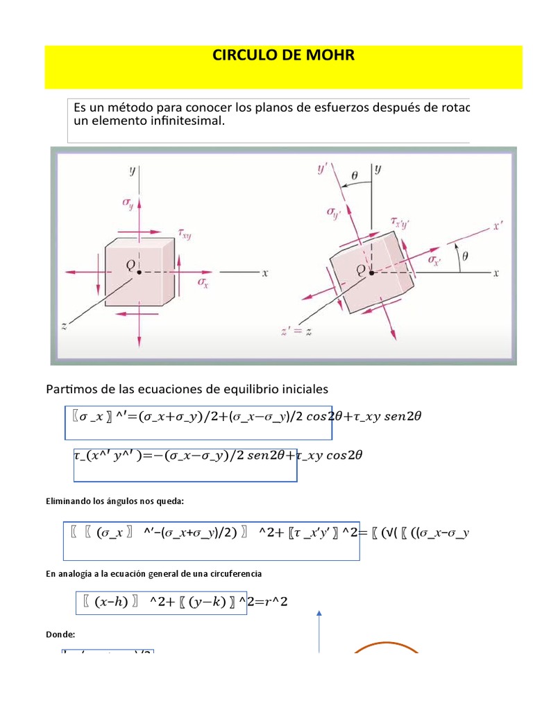 Cálculo del Círculo de Mohr en Esfuerzos | PDF | Geometría | Matemáticas