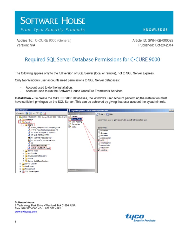 Ccure9000 DB Permissions SWH-KB-000028 LT en | PDF | Databases ...