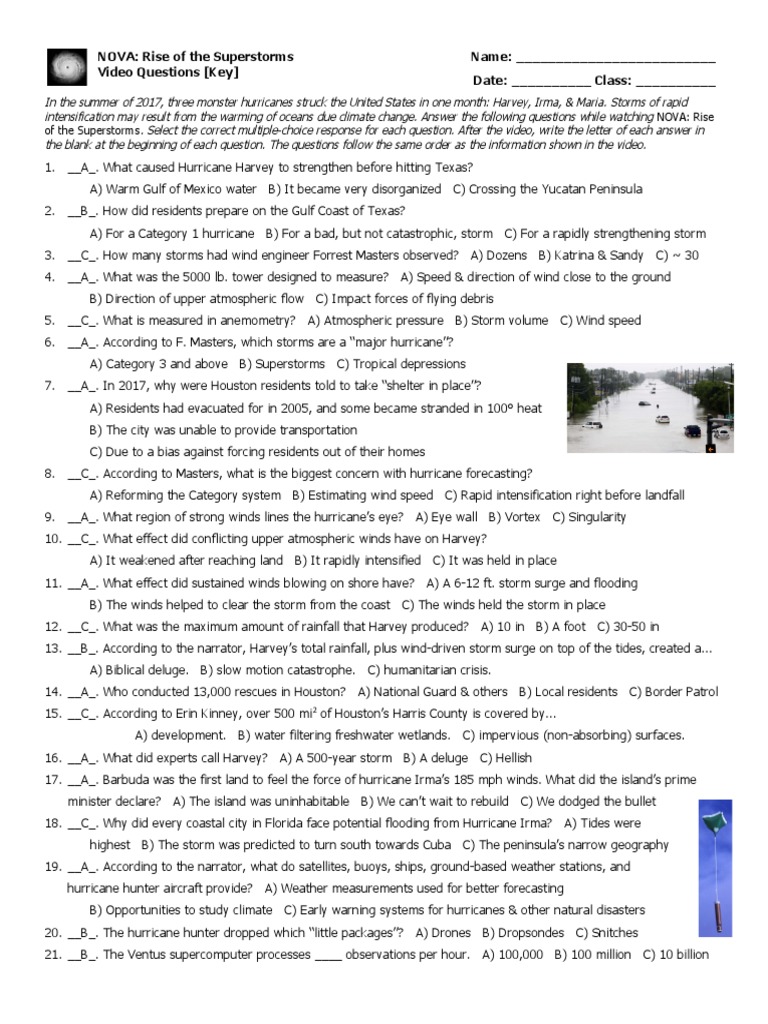NOVA-Rise of The Superstorms Video Questions Key | PDF | Tropical ...