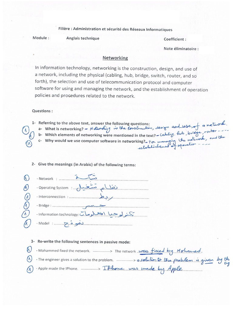 Anglais Technique 1 Correction | PDF