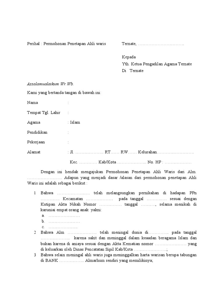 Format Permohonan PAW | PDF