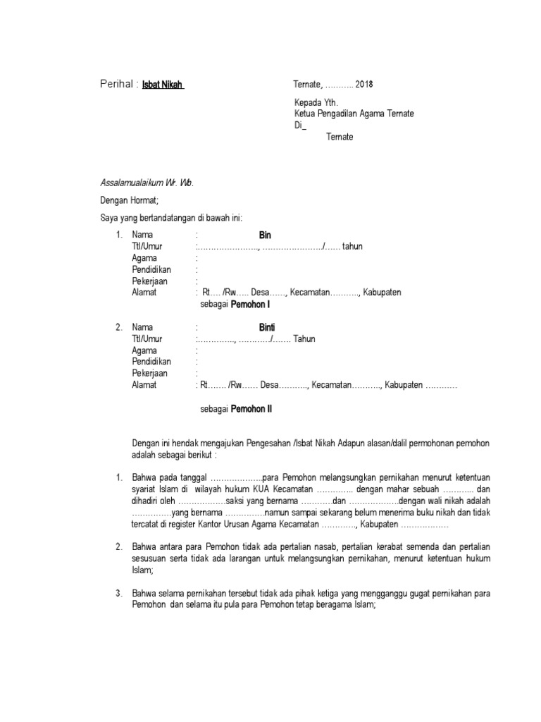 Format Isbat Nikah | PDF | Hukum