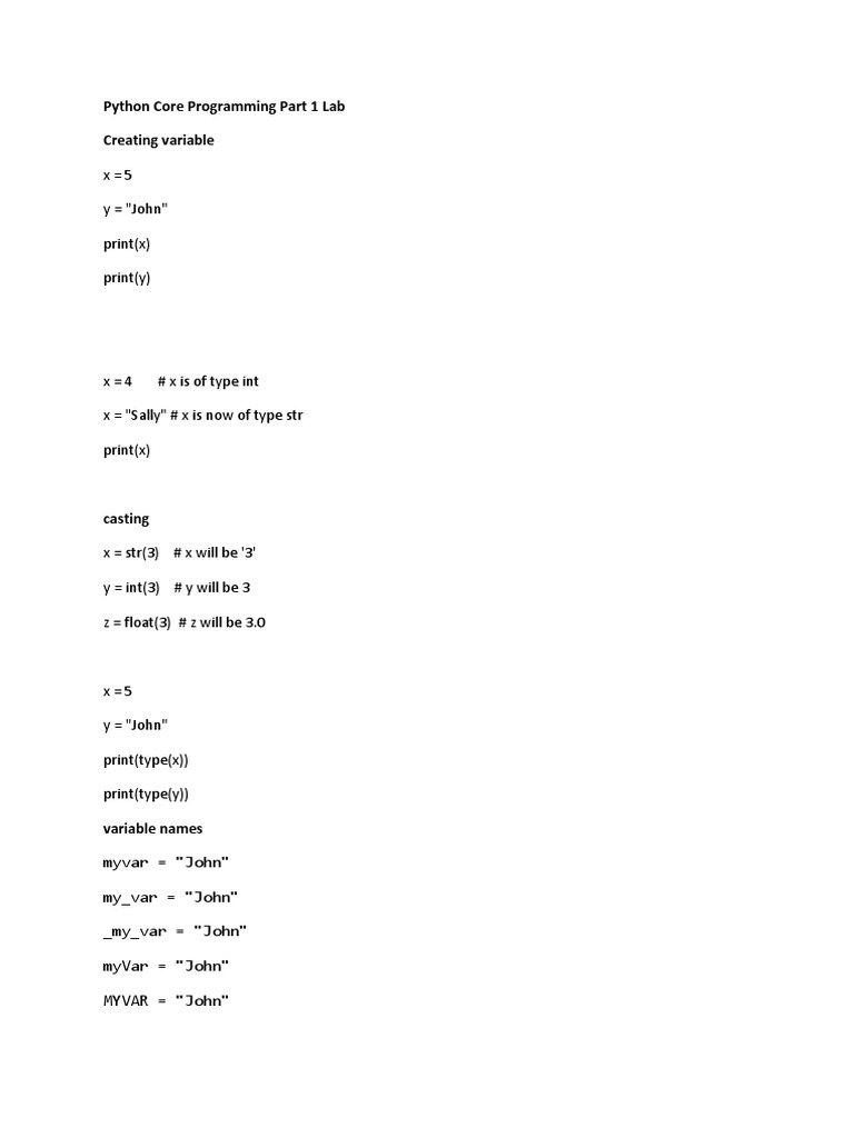 Python Core Programming Part-1 Lab Guide | PDF | Computing | Food ...