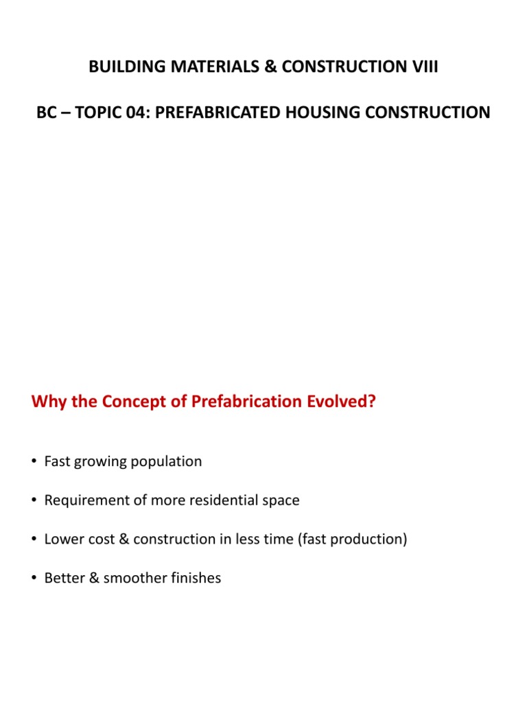 BMC - Prefabrication - Lecture 1 | PDF | Precast Concrete | Concrete