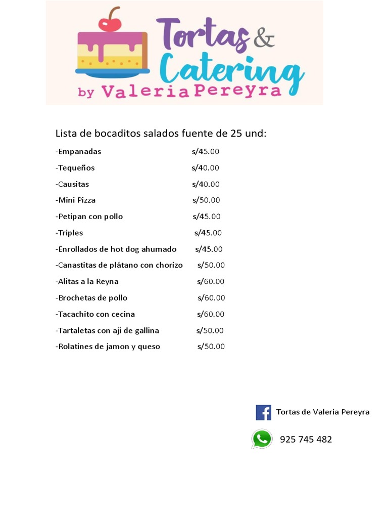 Lista de Bocaditos Dulces y Salados 2 | PDF