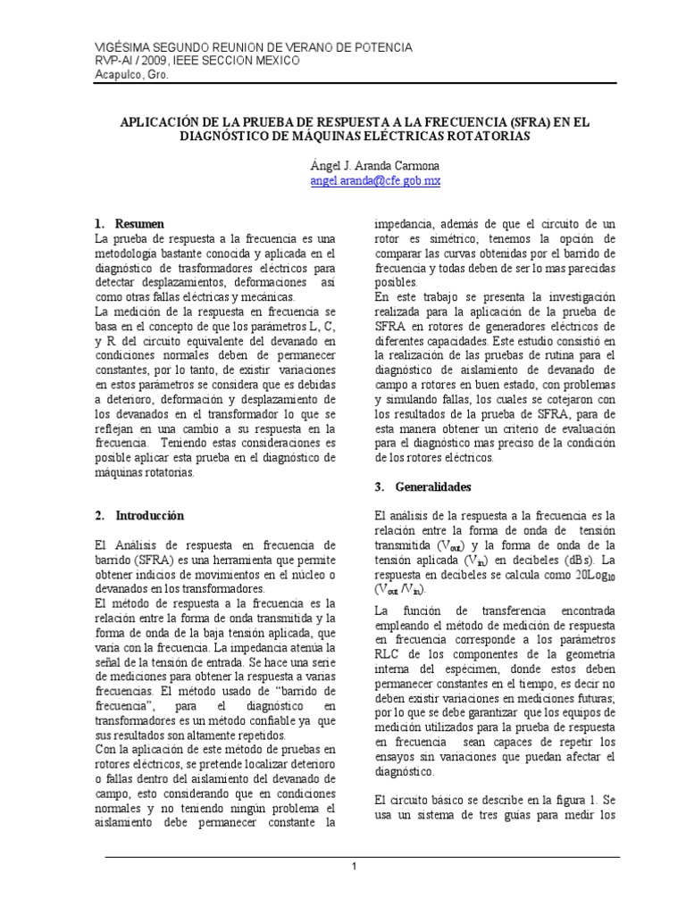 Diagnóstico SFRA en Máquinas Rotatorias | PDF | Inductor | Resonancia