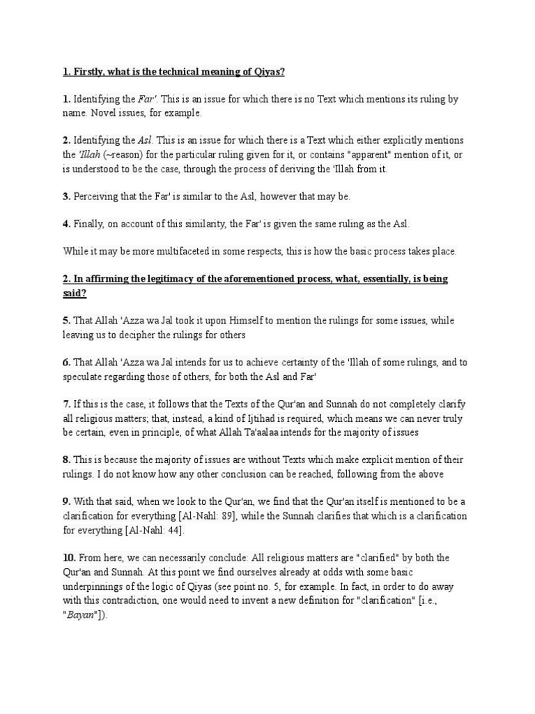 The Problem of Qiyas | PDF | Hadith | Quran