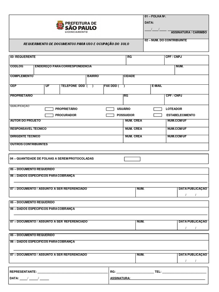Requerimento de Documentos para Uso e Ocupacao Do Solo | PDF