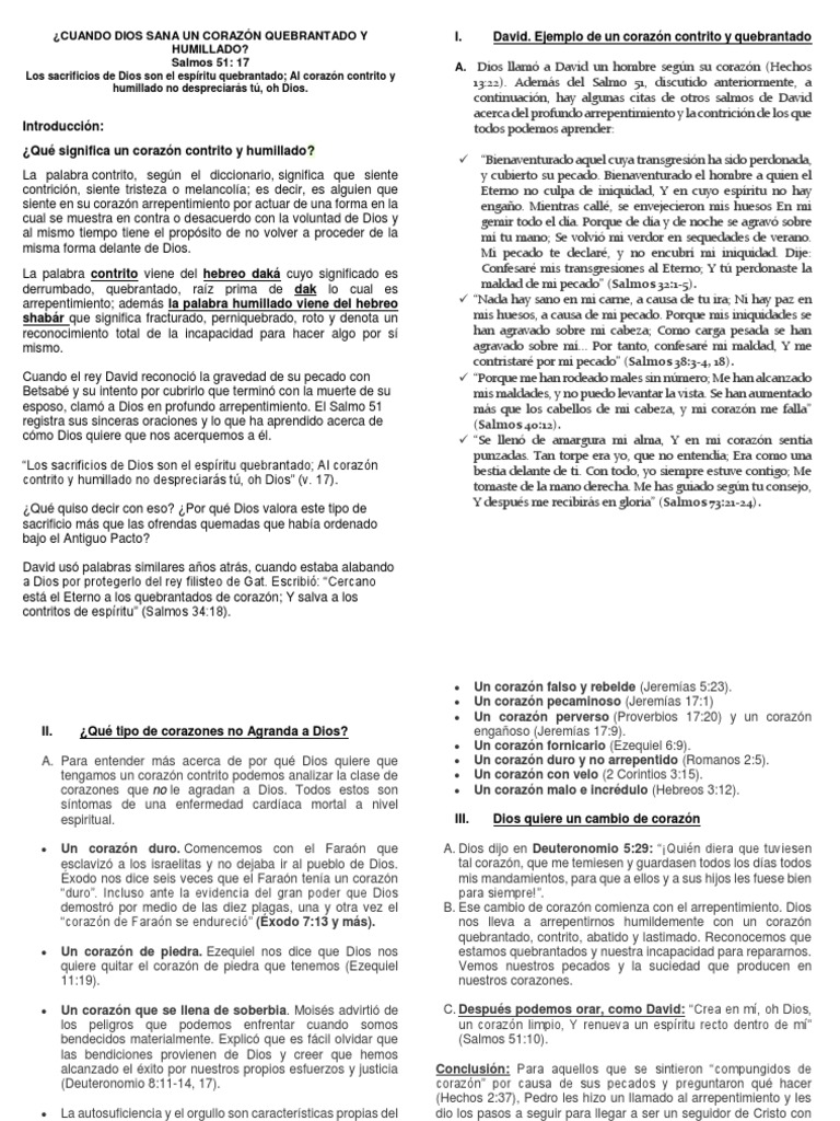 Cuando Dios Sana Un Corazón Quebrantado y Humillado | PDF | Pecado | Salmos