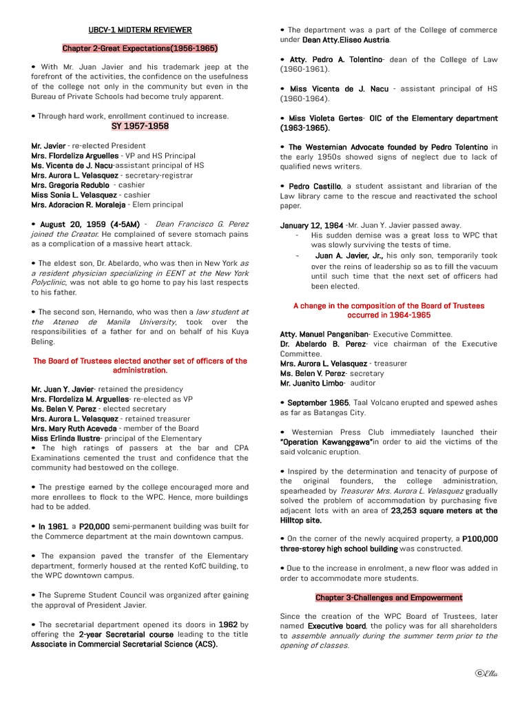 Ubcv 1 Midterm Reviewer | PDF