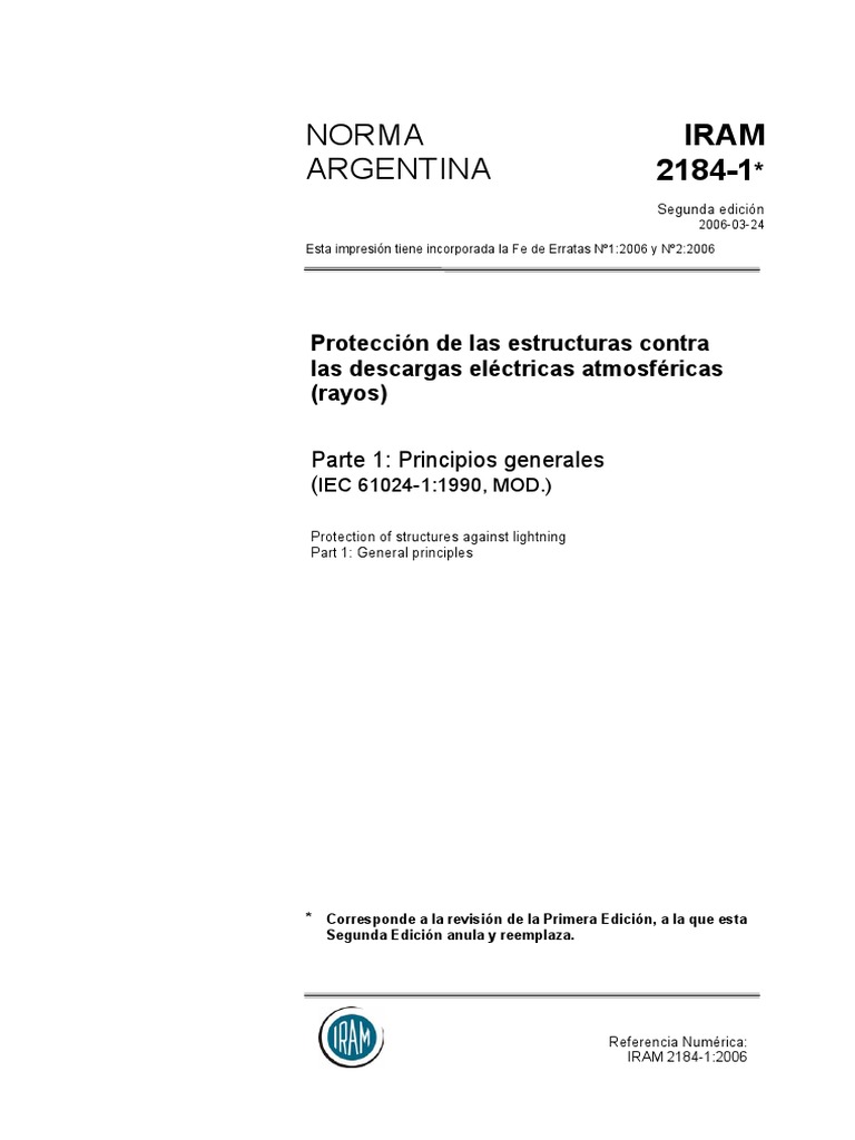 IRAM 2184-1 - Protección de Las Estructuras Contra Las Descargas ...