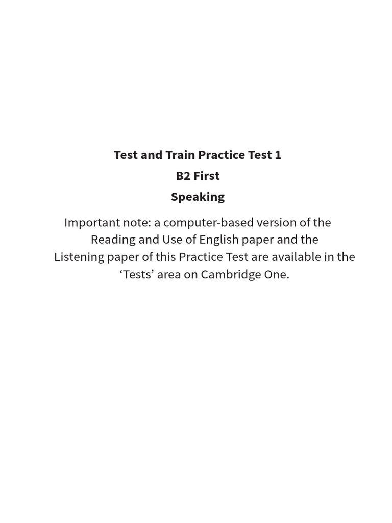 Test & Train Practice Test 1 B2 First Speaking Frames | PDF