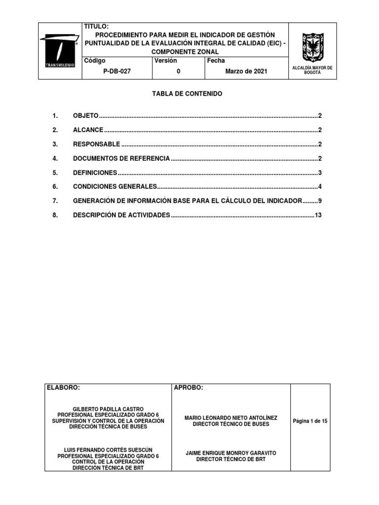 P-DB-027 Procedimiento Indicador de Gestión de Despachos Puntuales Zonal V.0 | PDF ...