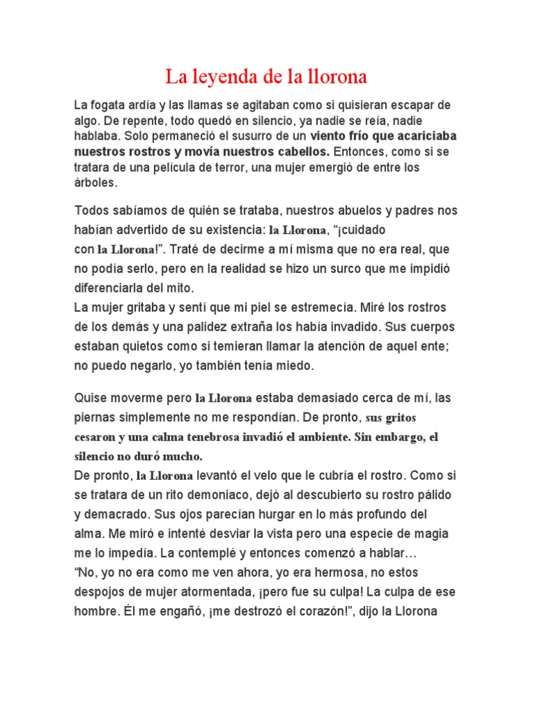 La Leyenda de La Llorona | PDF | Novela negra, policíaca y suspenso ...