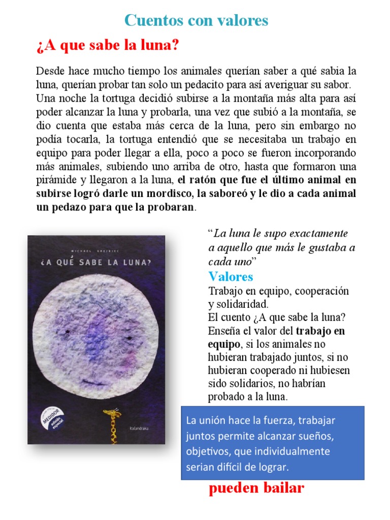 Cuentos Con Valores Bien Hecho Axs | Descargar gratis PDF | Luna