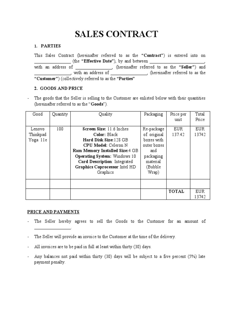 Sales Contract Template Signaturely | PDF | Legal Liability | Business Law