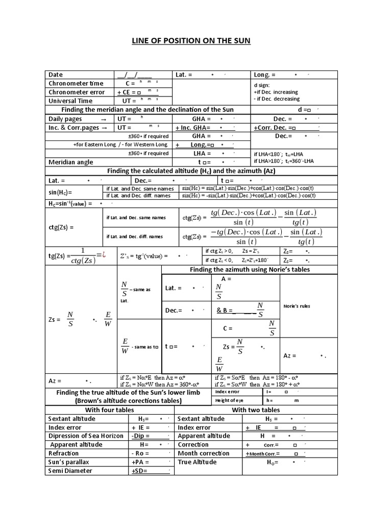 Formular LOP Sun | PDF | Classical Mechanics | Geophysics
