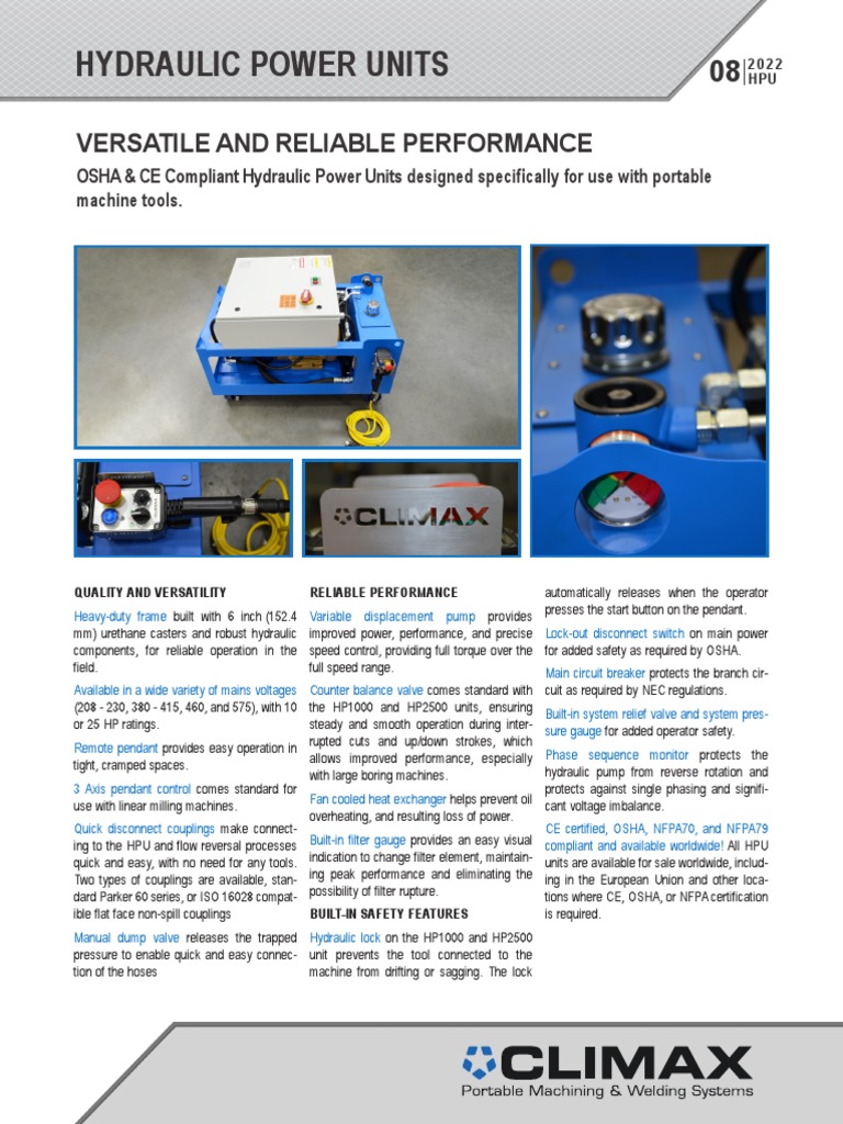 Hydraulic Power Unit E | PDF | Horsepower | Electric Motor