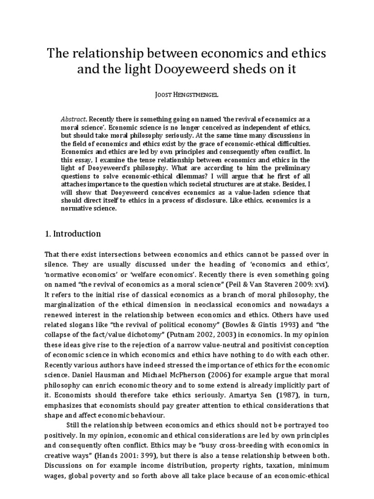 The Relationship Between Economics and Ethics | Economics | Corporate ...