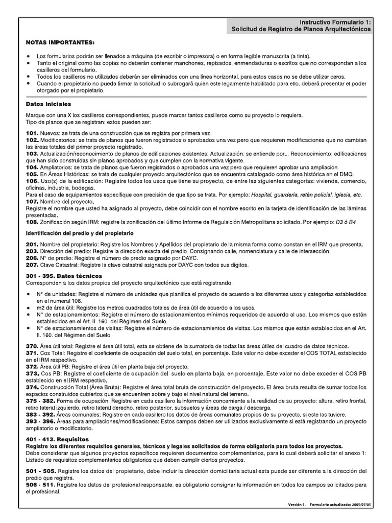 Instructivo Formulario 1 | PDF