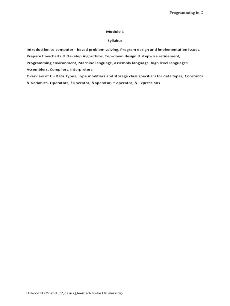 Pic Module 1 Part 1 Pdf Algorithms Programming