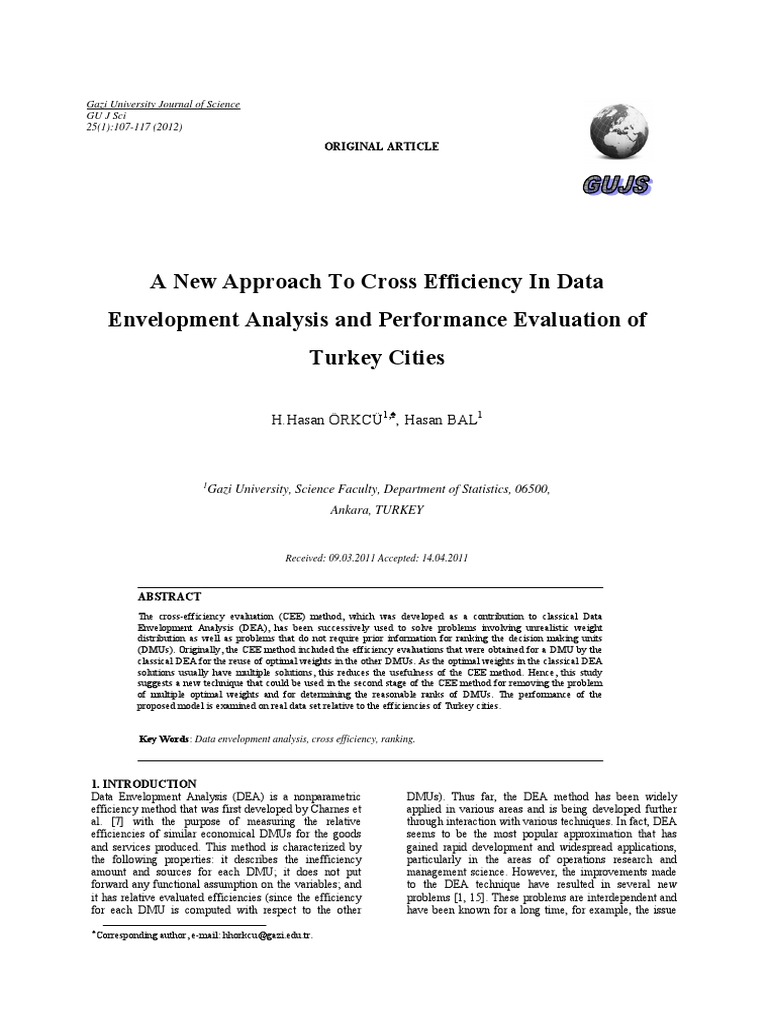 A New Approach To Cross Efficiency in Data | PDF | Mathematical Analysis | Applied Mathematics
