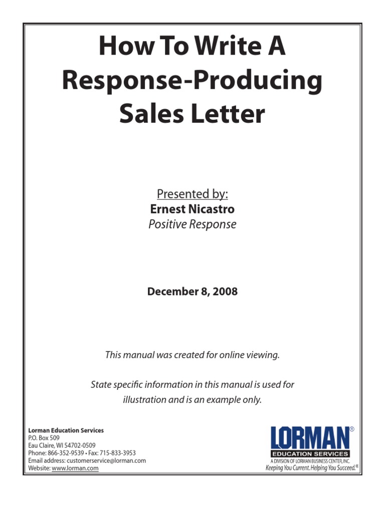 How Write A Response Producing Sales Letter | PDF | Direct Marketing | Mail