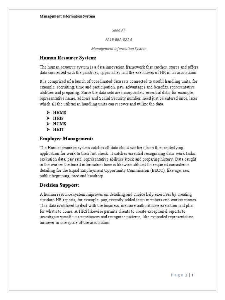 Human Resource System | PDF