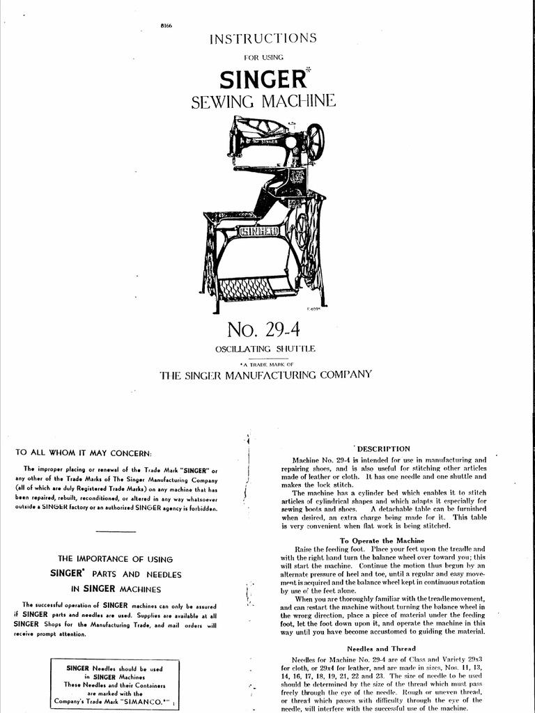 Singer Manuals Online Free