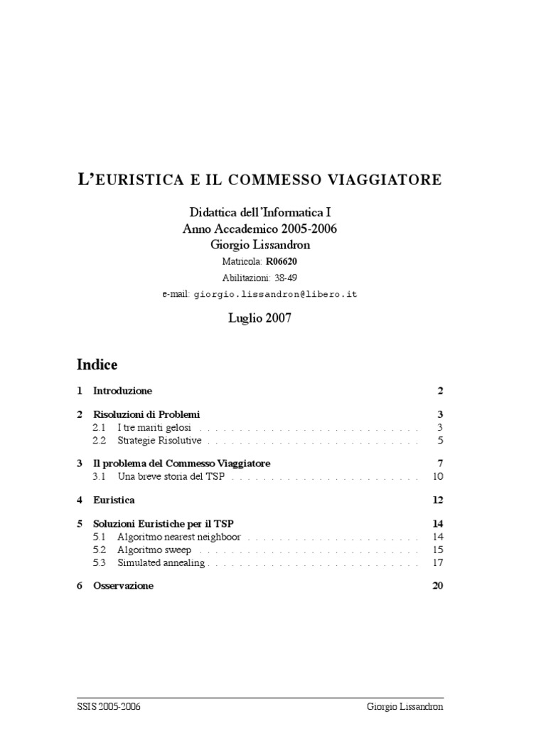 Il Problema Del Commesso Viaggiatore | PDF